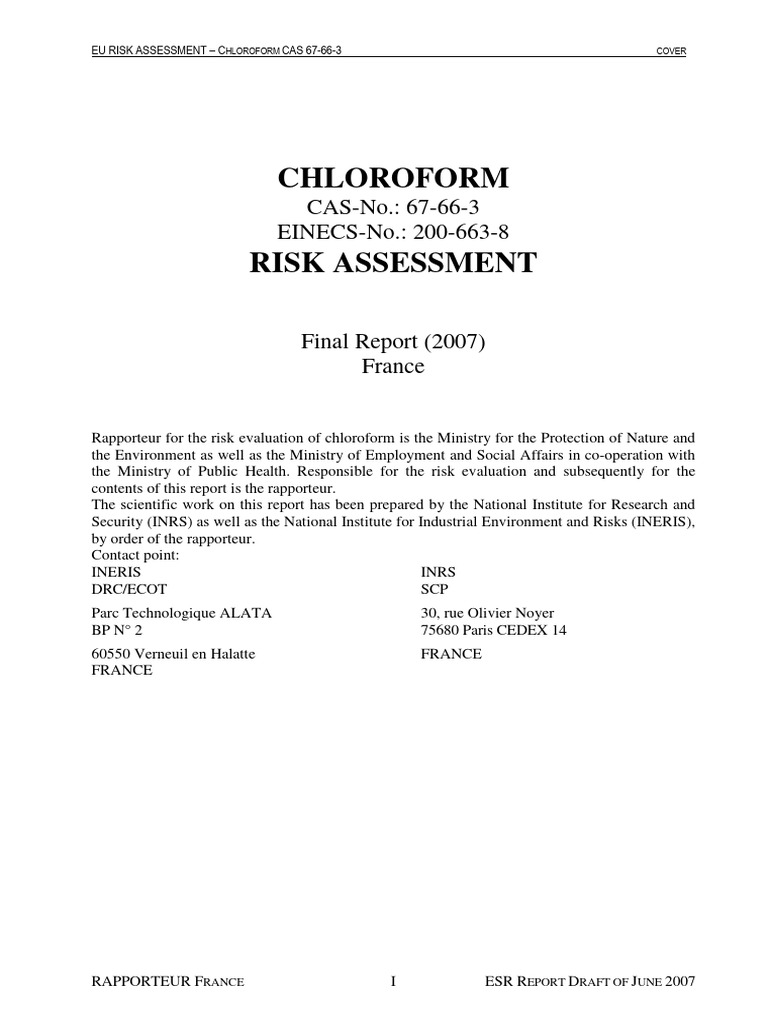 Chloroform - Risk Assessment | PDF | Risk Assessment | Physical Sciences