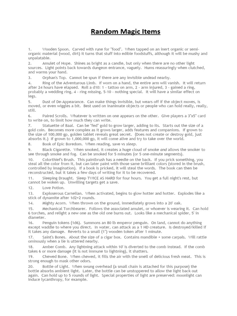 Random Magic Items | PDF