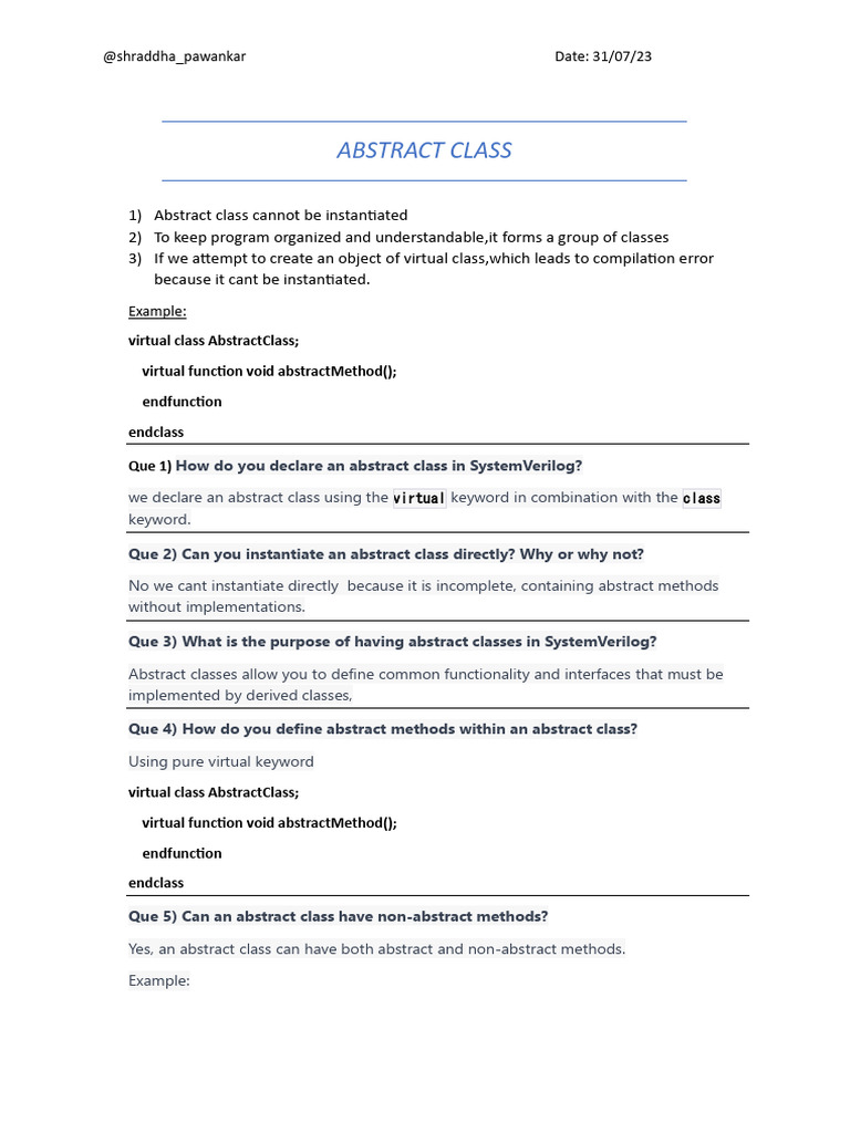 Abstract Class | PDF | Class (Computer Programming) | Method (Computer Programming)