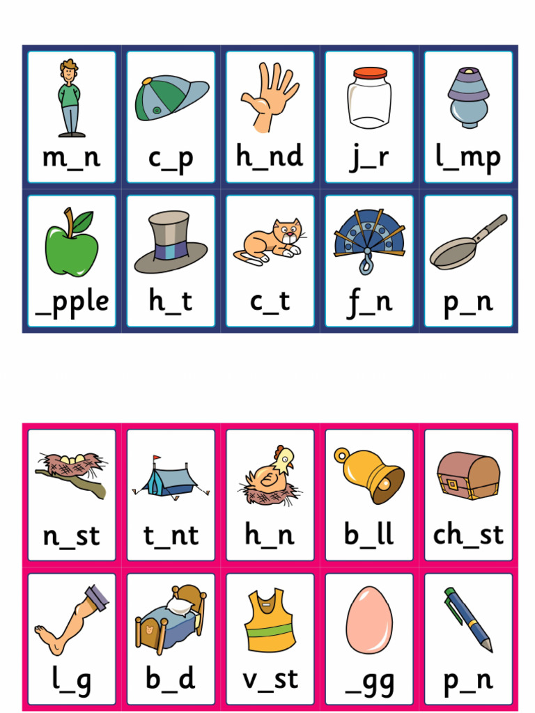 Vowels Spelling Flash Cards | PDF