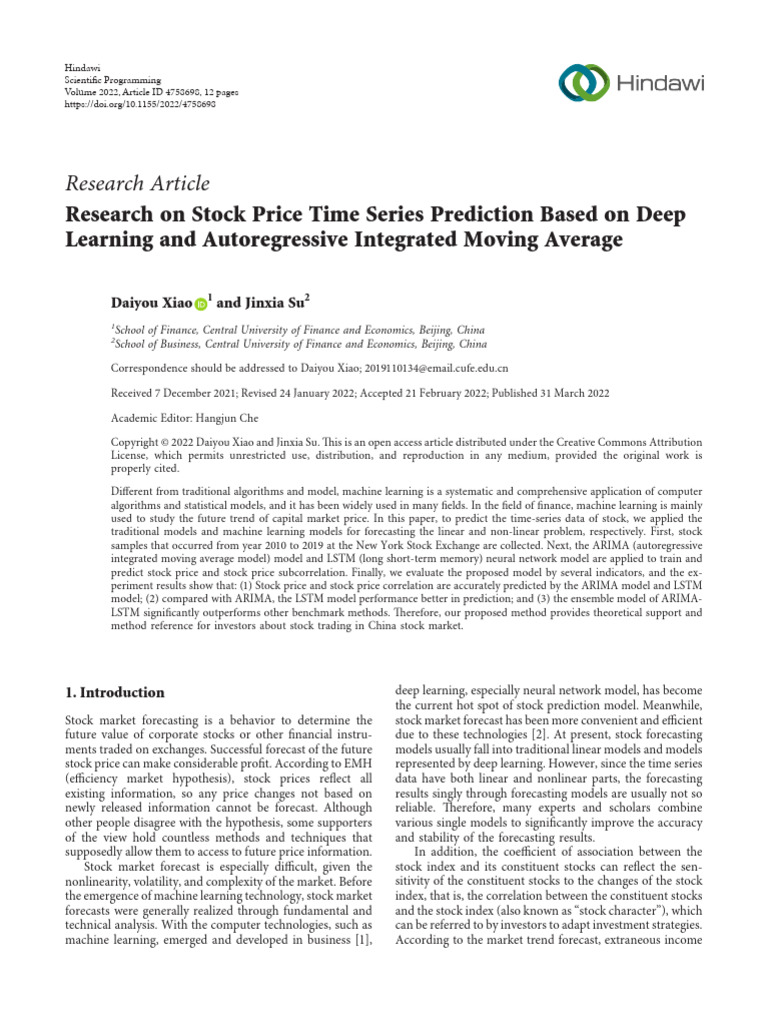 Stock Market Time Series Analysis | PDF | Autoregressive Integrated ...