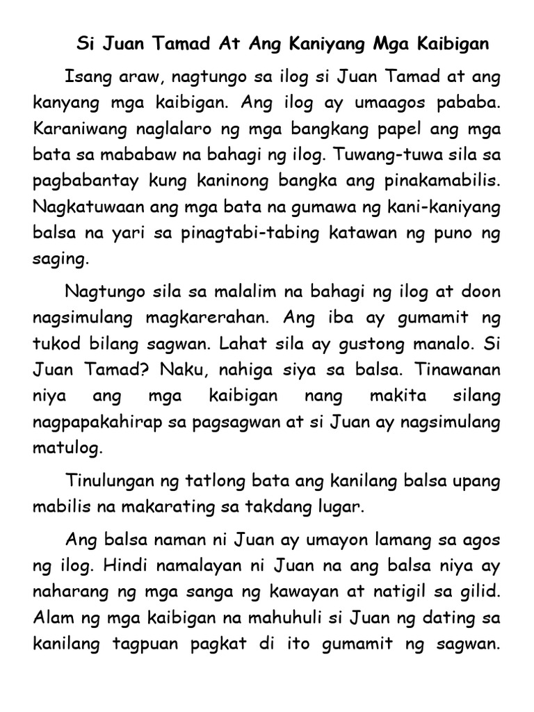 Si Juan Tamad At Ang Kaniyang Mga Kaibigan Pdf