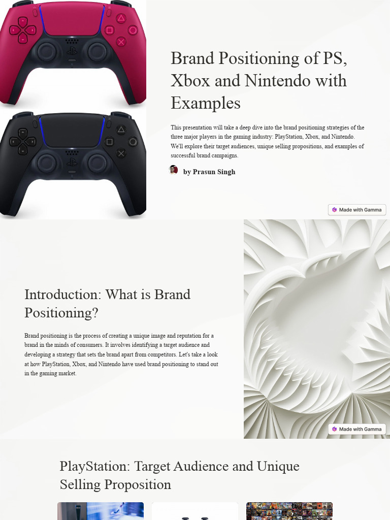 Brand Positioning of PS Xbox and Nintendo With Examples | PDF | Brand ...