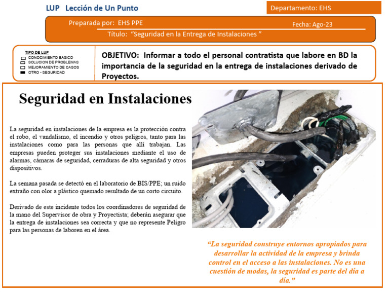 LUP Seguridad Instalaciones | PDF