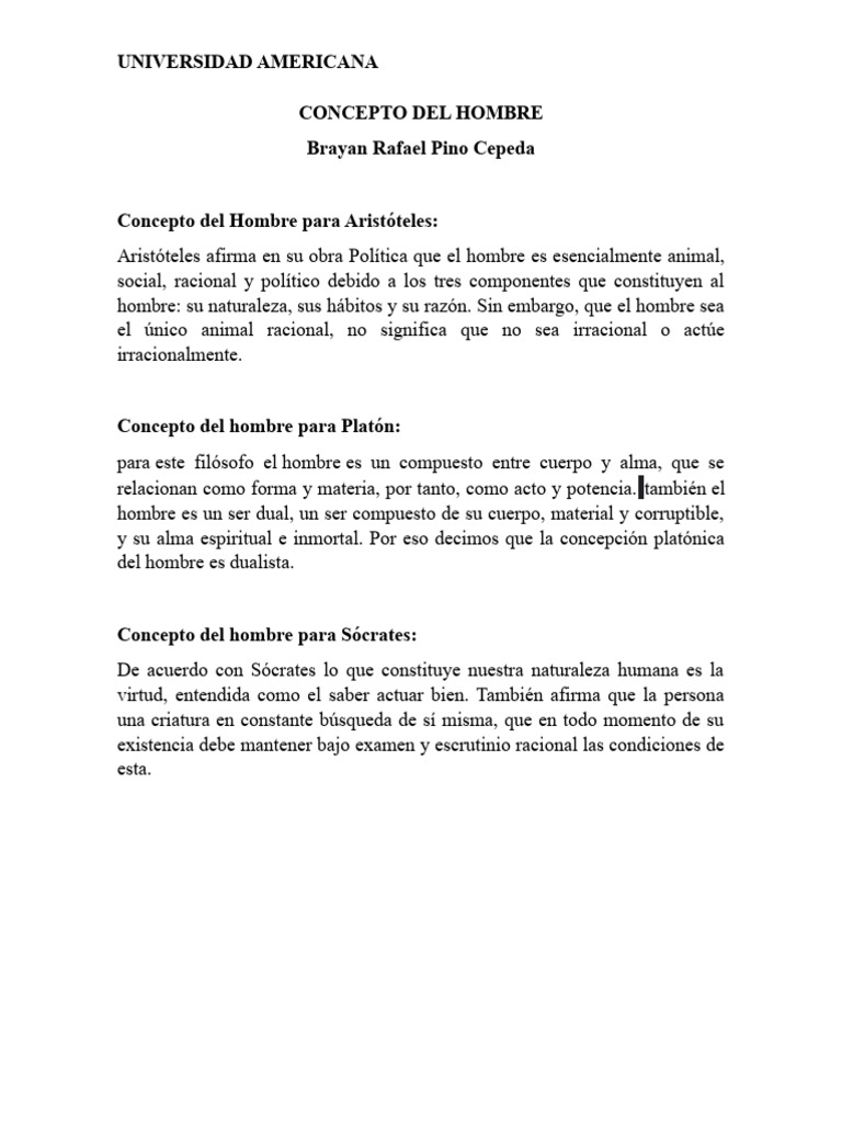 Concepto Del Hombre - Brayan Pino | PDF