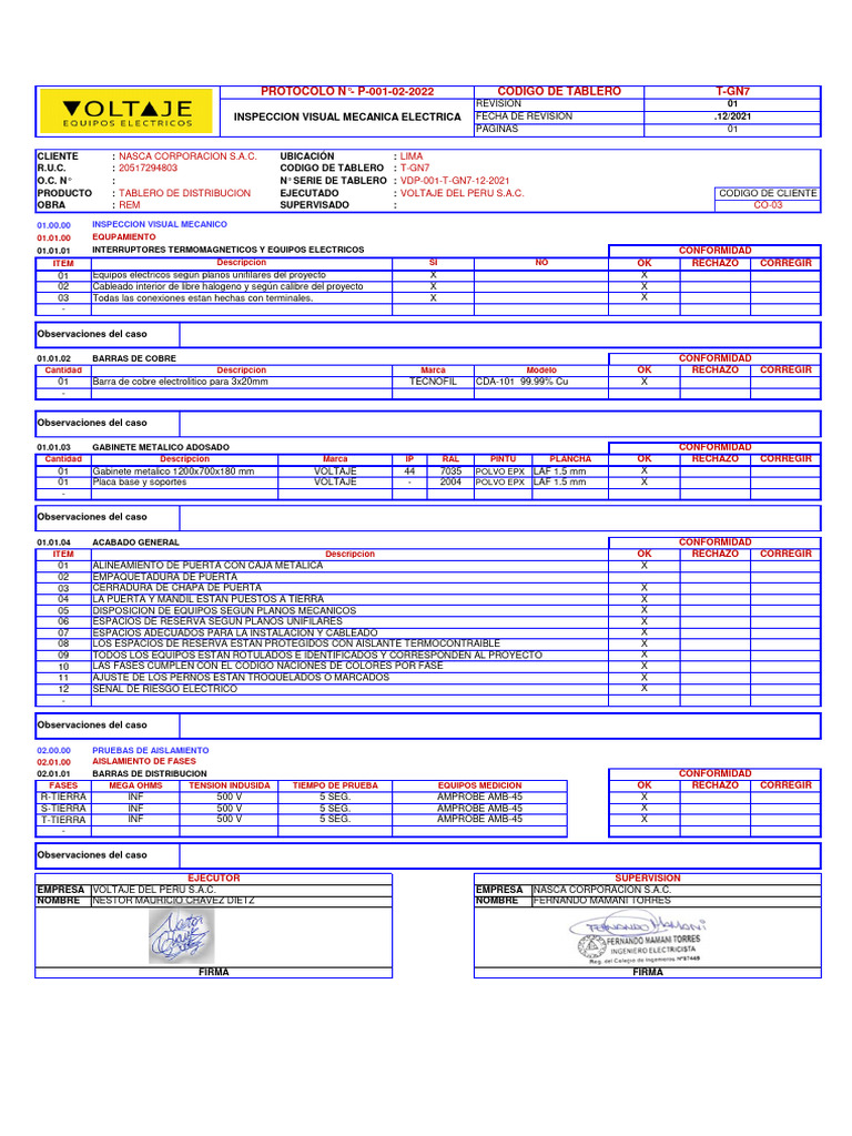 Protocolos de Pruebas Tableros REM | PDF | Cobre | Ciencias fisicas