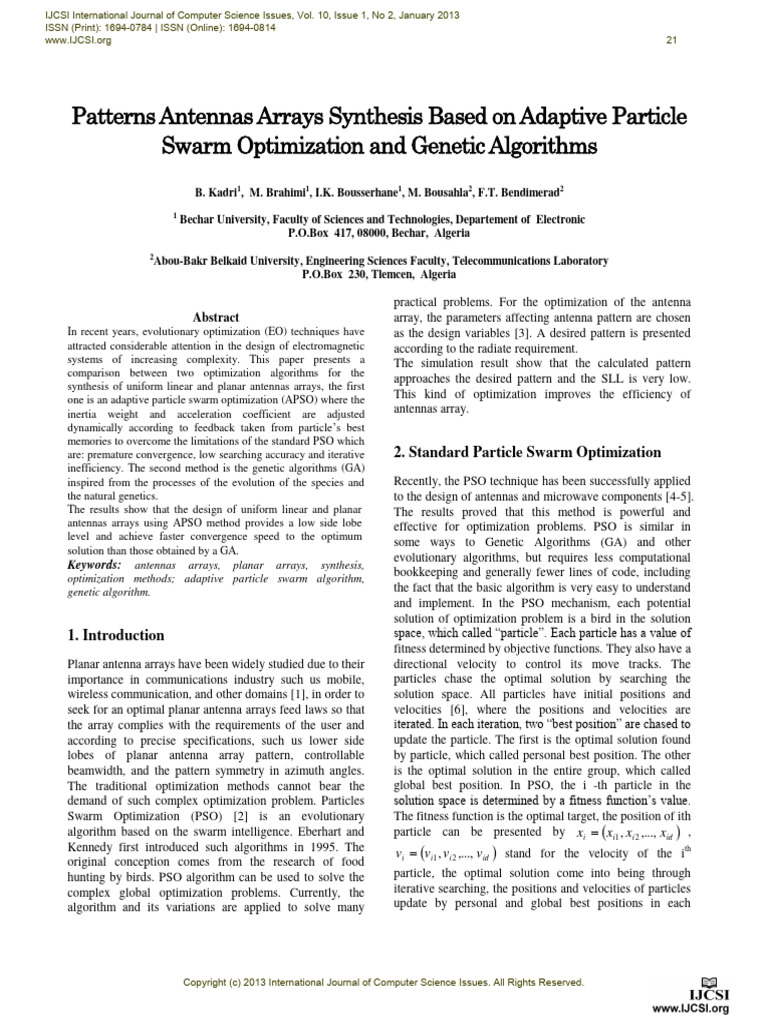 Article PSO GA | PDF | Mathematical Optimization | Genetic Algorithm