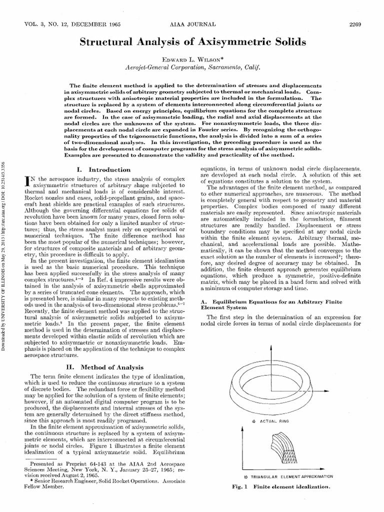 Structural Analysis of Axisymmetric Solids: Aerojet-General Corporation, Sacramento, Calif | PDF