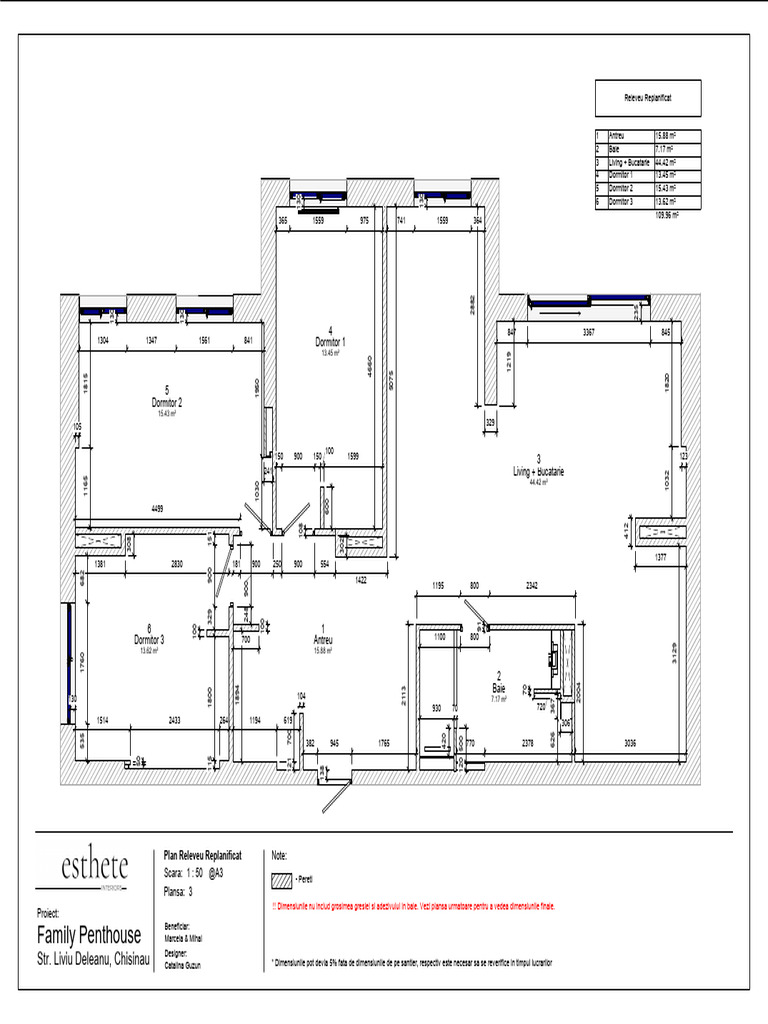 Family Penthouse - Sheet - 3 - Plan Releveu Replanificat | PDF
