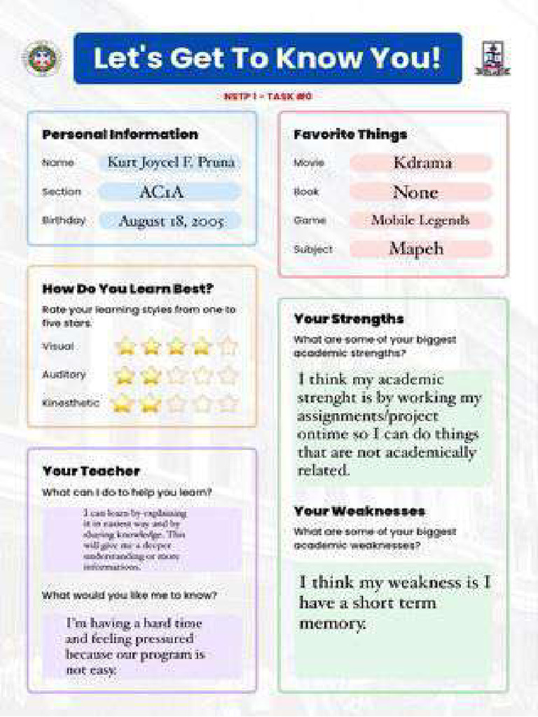 Let's Get To Know You! | PDF