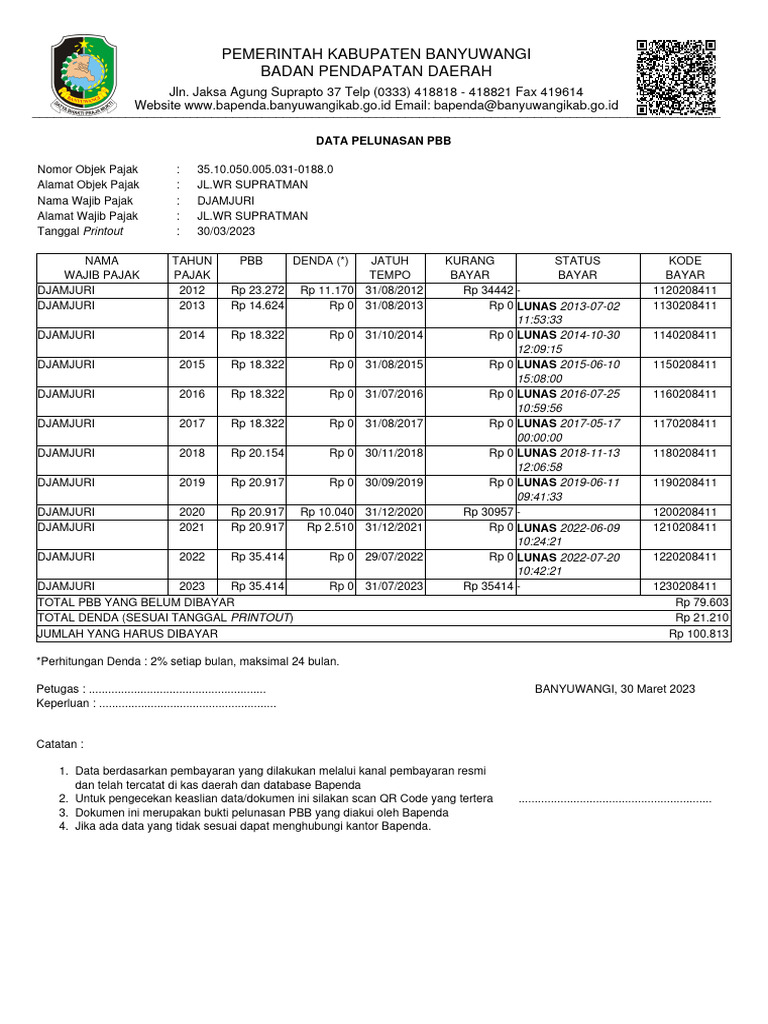 Data Tagihan PBB | PDF