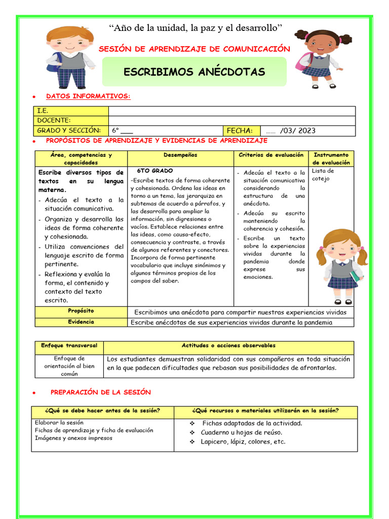 Escribimos Anécdotas | PDF | Autoestima | Evaluación