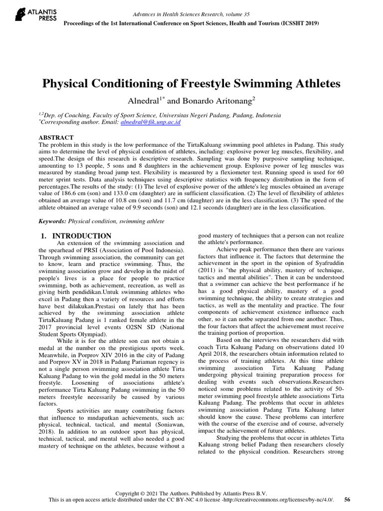 Physical Conditioning of Freestyle Swimming Athletes: Alnedral and ...