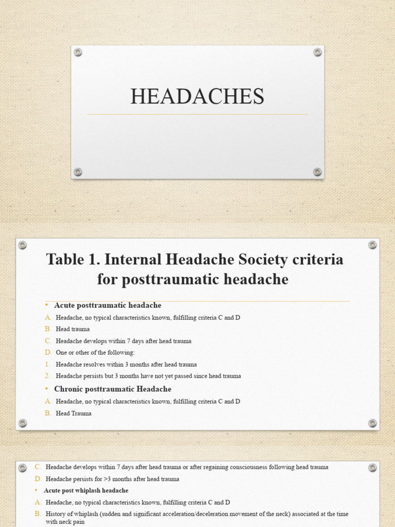 Headaches | PDF | Headache | Injury