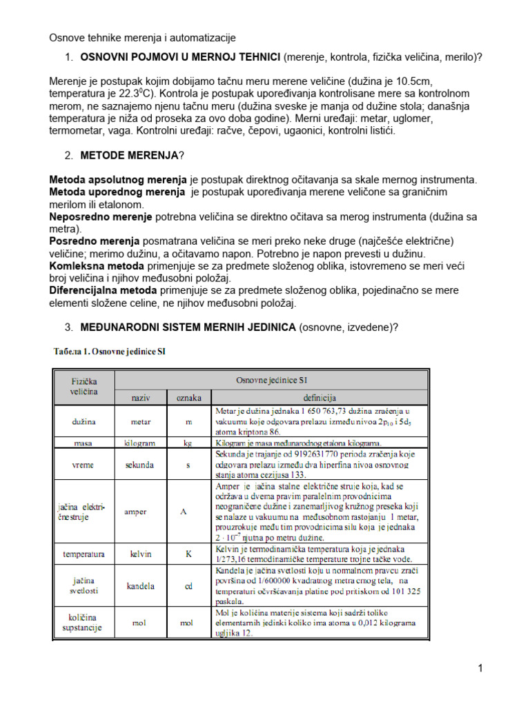 Osnove Tehnike Merenja I Automatizacije | PDF