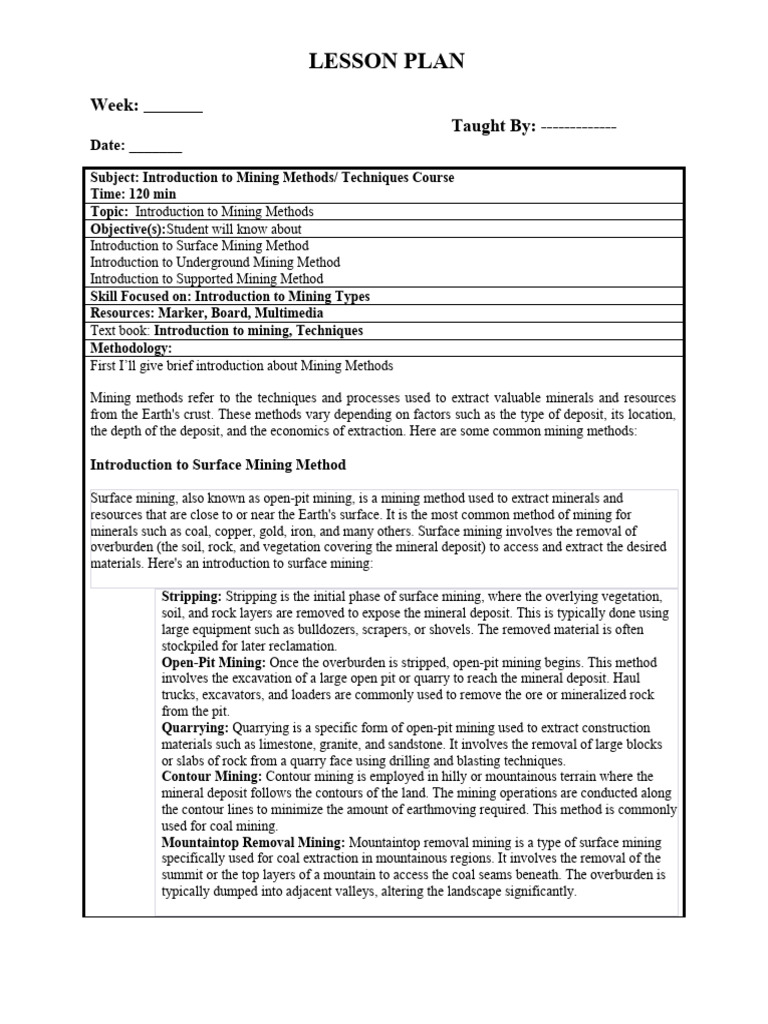 2 Mining Methods Pdf Surface Mining Mining