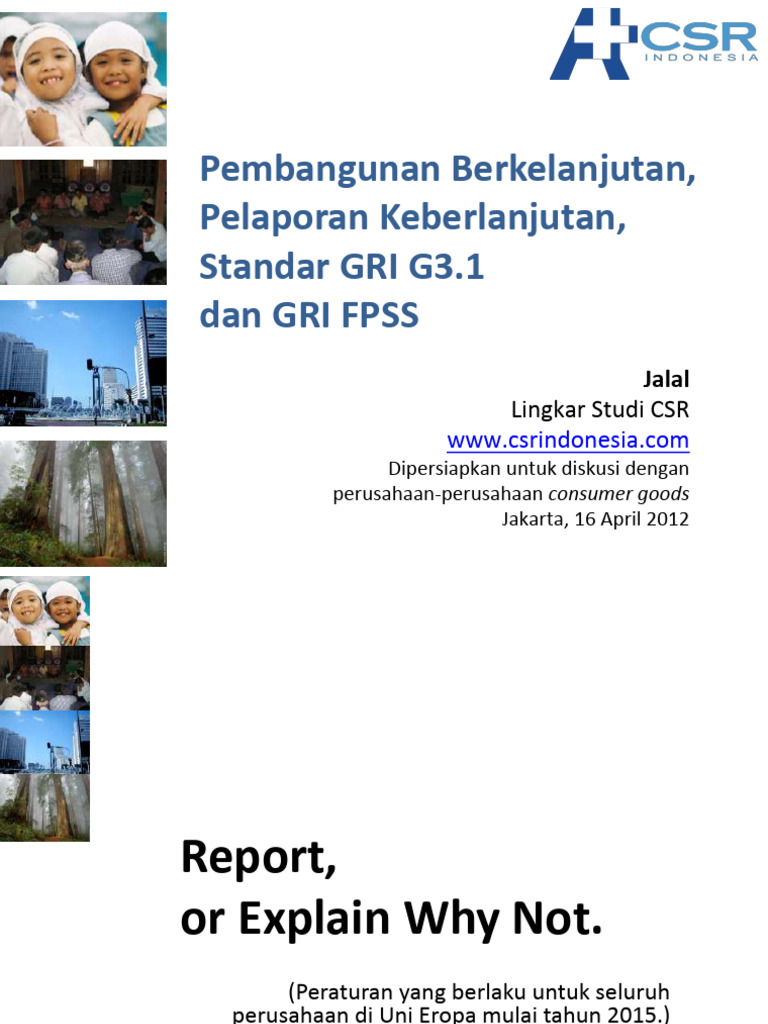 Pembangunan Berkelanjutan, Pelaporan Keberlanjutan, Standar GRI G3.1 Dan Gri Fpss | PDF