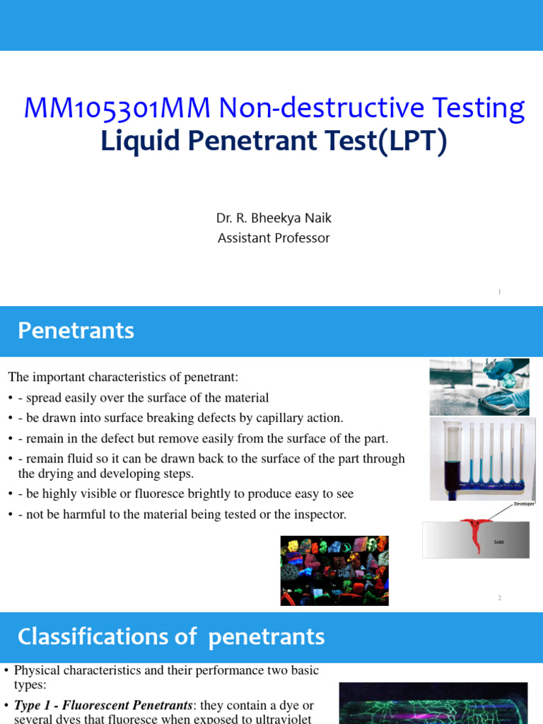 MM105301MM Non-Destructive Testing: Liquid Penetrant Test (LPT) | PDF ...