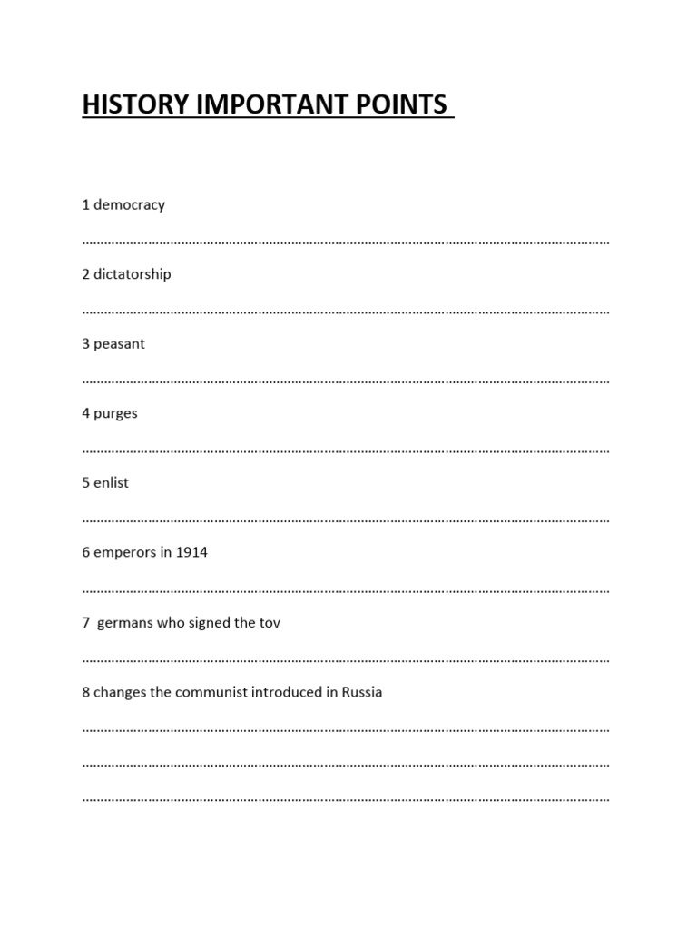 History Important Points | PDF