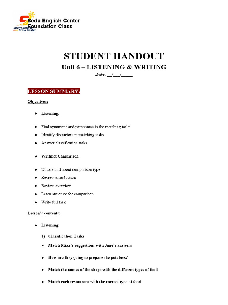 Unit 6-L&W - Student Handout | PDF