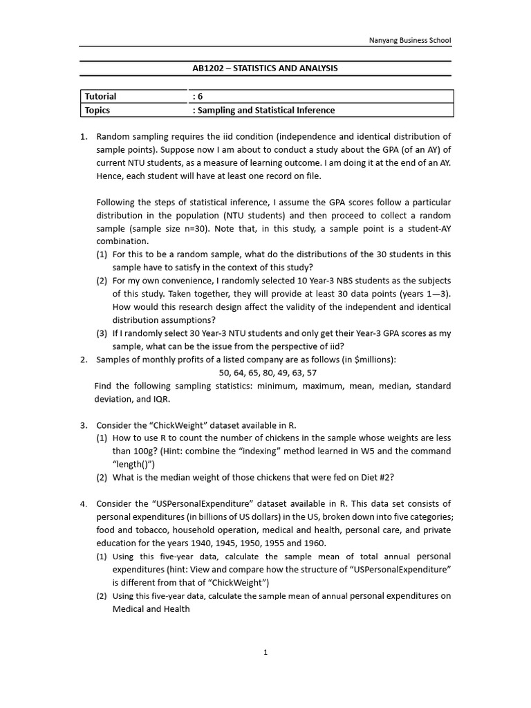 Tutorial 6 - Questions | PDF