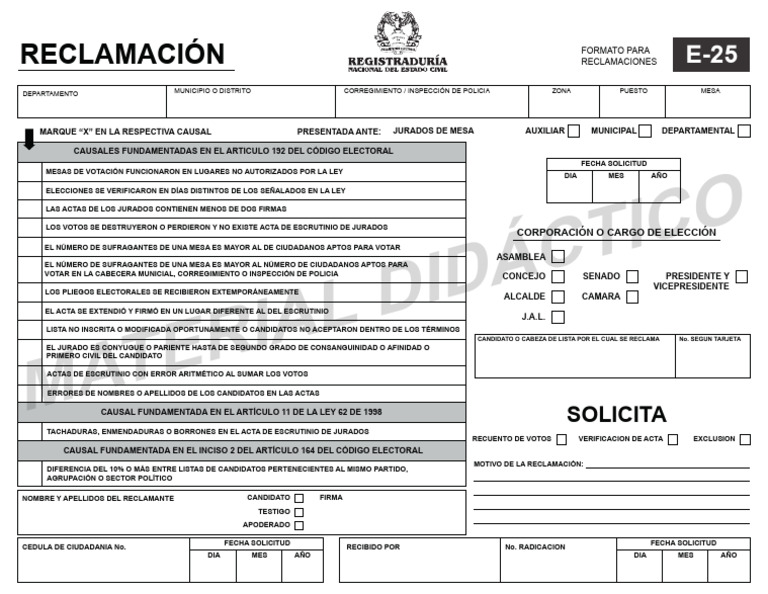 Formato de Reclamacion E-25 | PDF