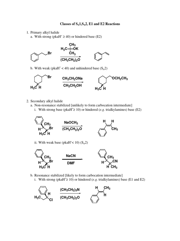 CH CH H C OK: Classes of S 1, S 2, E1 and E2 Reactions | PDF | Chemical Reaction Engineering ...