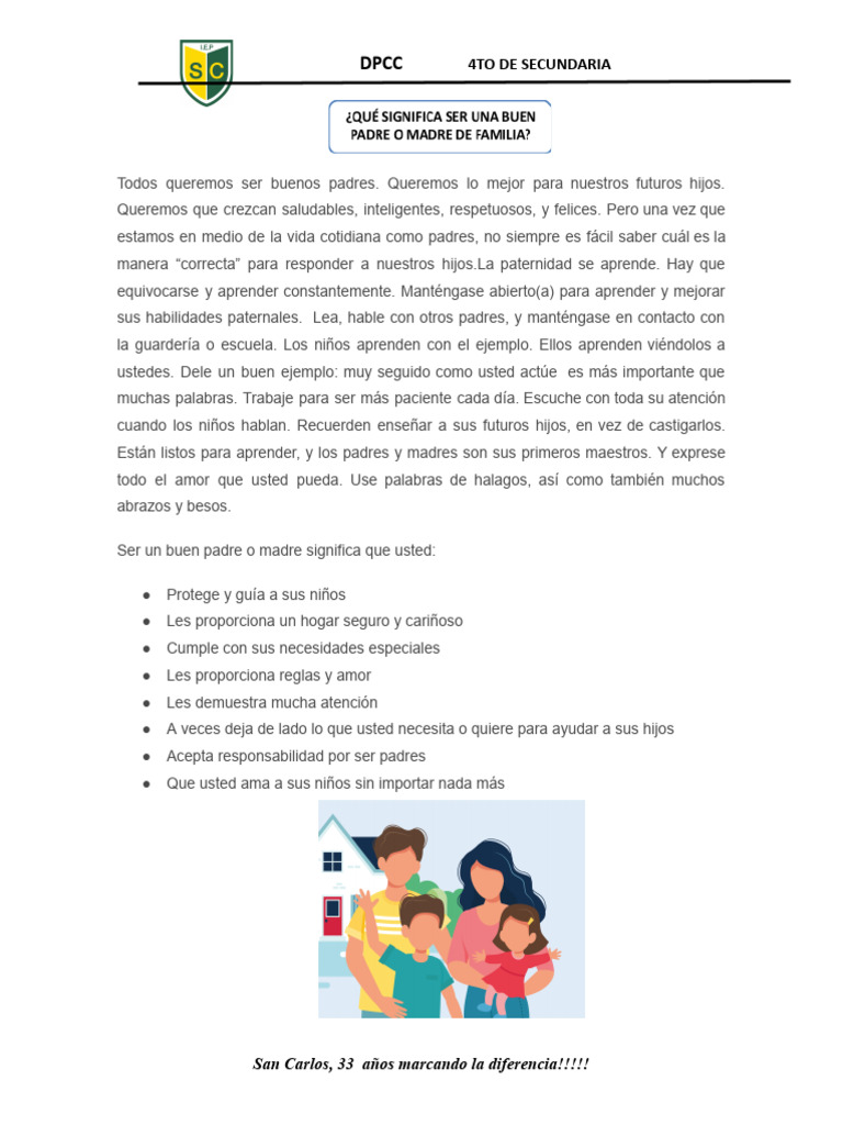(25-29 SETIEMBRE) - ¿Qué Significa Ser Padre o Madre de Familia | PDF ...
