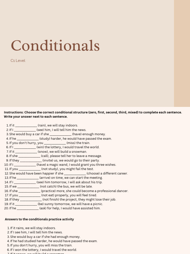 Conditionals C1 Level | PDF