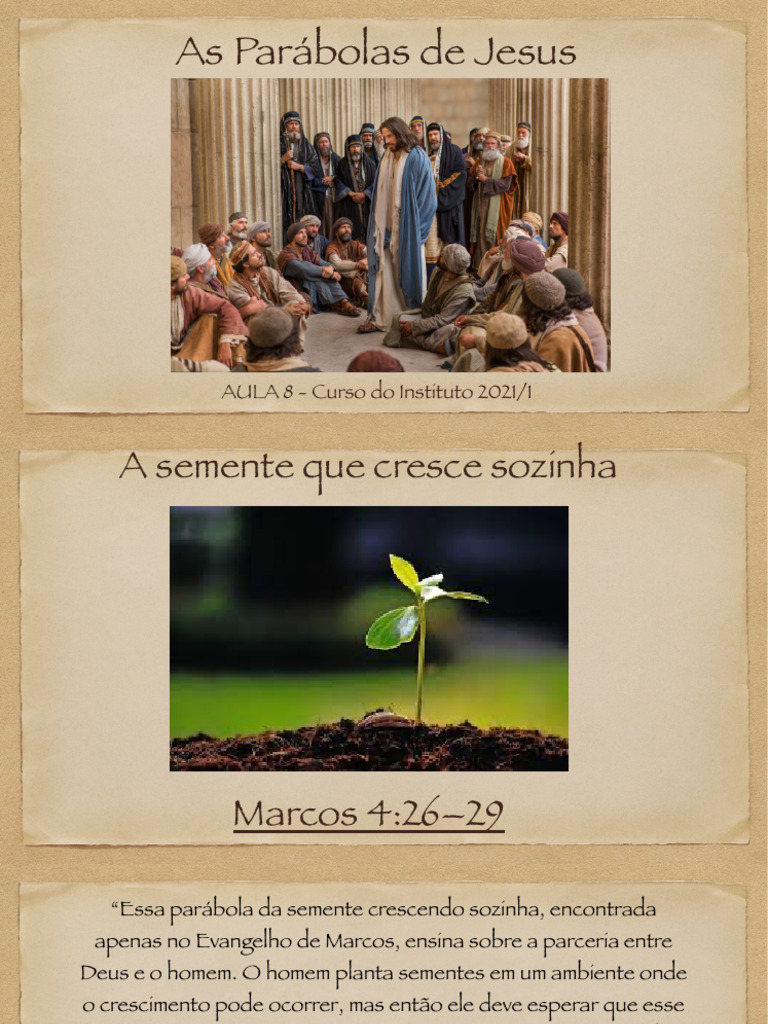 As Parábolas de Jesus - Aula 8 | PDF | Pecado | Jesus