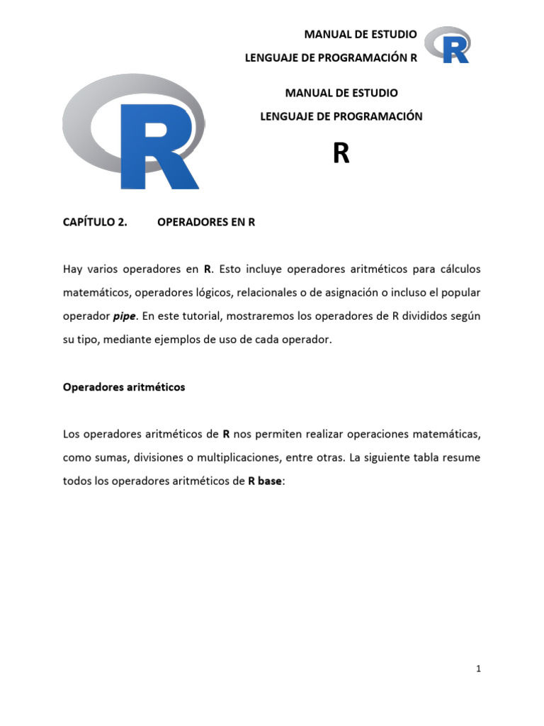 Manual de R Cap 02 Operadores en R | PDF
