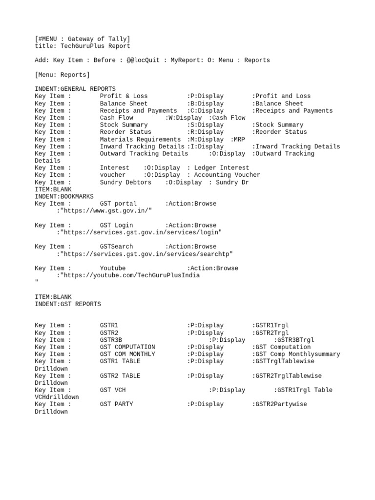 Display Important Reports in Gateway of Tally | PDF | Computers