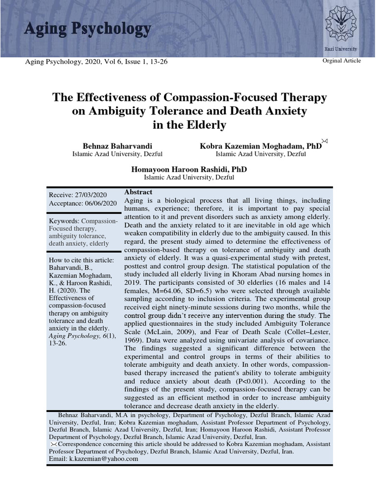 The Effectiveness of Compassion-Focused Therapy | PDF | Anxiety ...