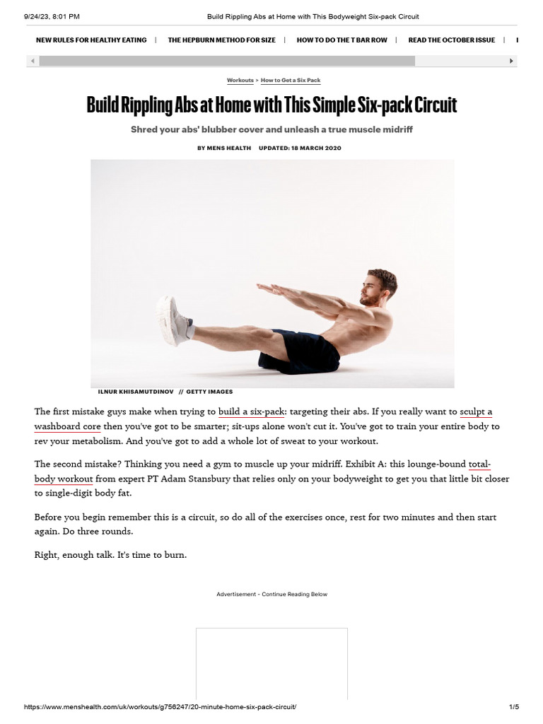 Build Rippling Abs at Home With This Bodyweight Six-Pack Circuit | PDF