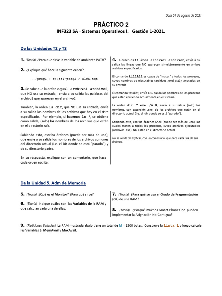Prac2 SO1-SA 1-2021 | Descargar gratis PDF | Archivo de computadora | Software