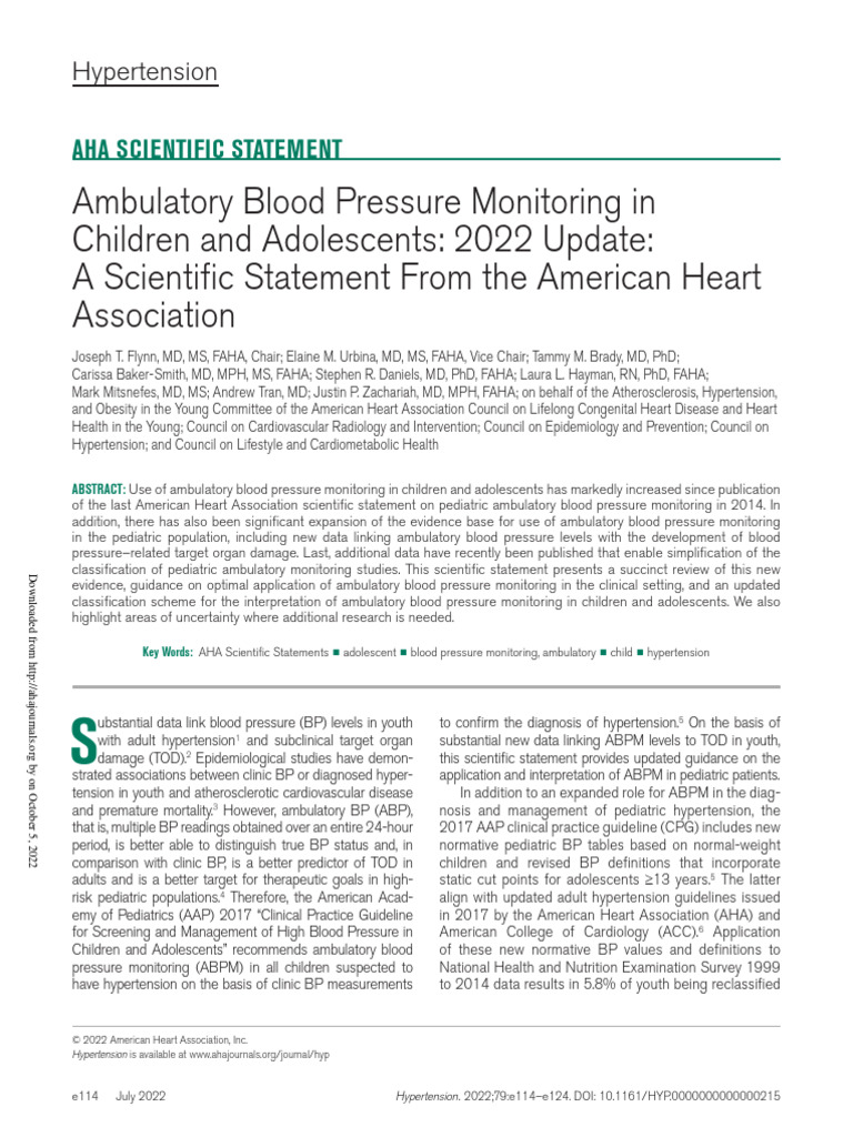 ABPM 2022 Joseph Flynn | PDF | Hypertension | Blood Pressure