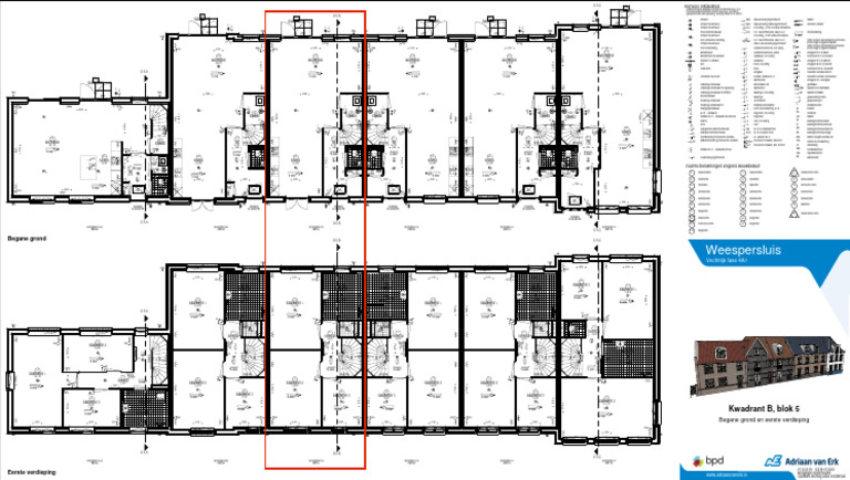 Verkooptekening Beganegrond en Eerste Verdieping Blok B05 (Bwnrs 58-63 ...