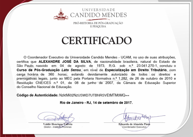 Certificado UCAM Frente | PDF
