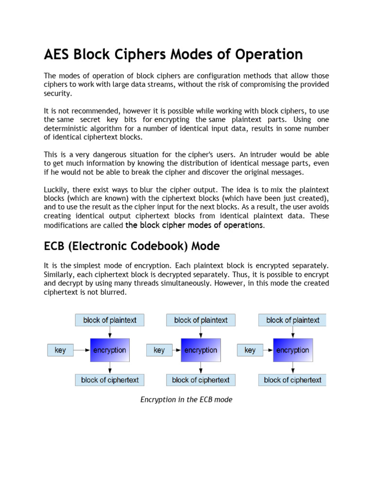 AES Modes | PDF | Encryption | Applied Mathematics