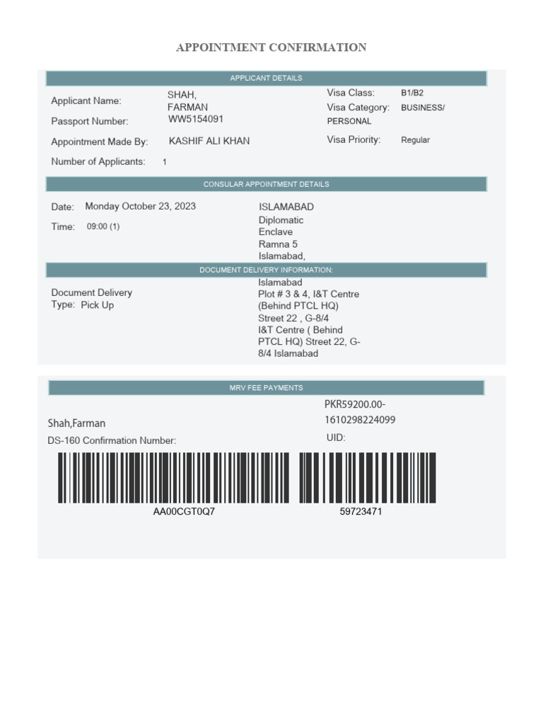 Appointment Confirmation | PDF