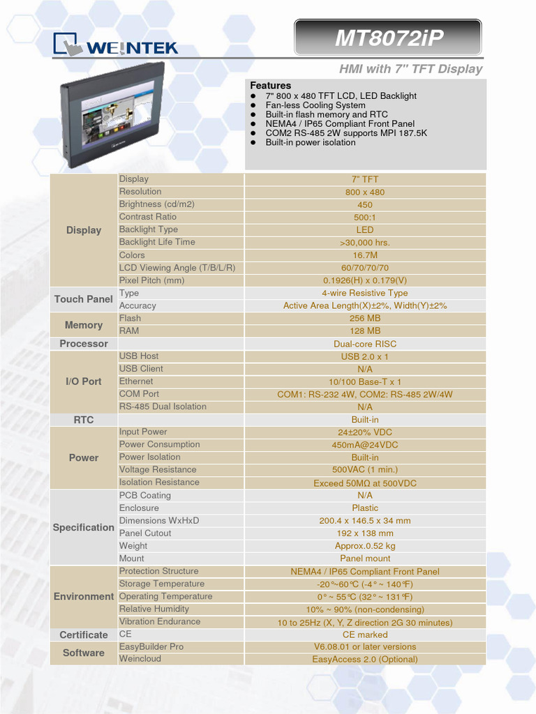 MT8072iP Datasheet ENG | PDF | Liquid Crystal Display | Backlight
