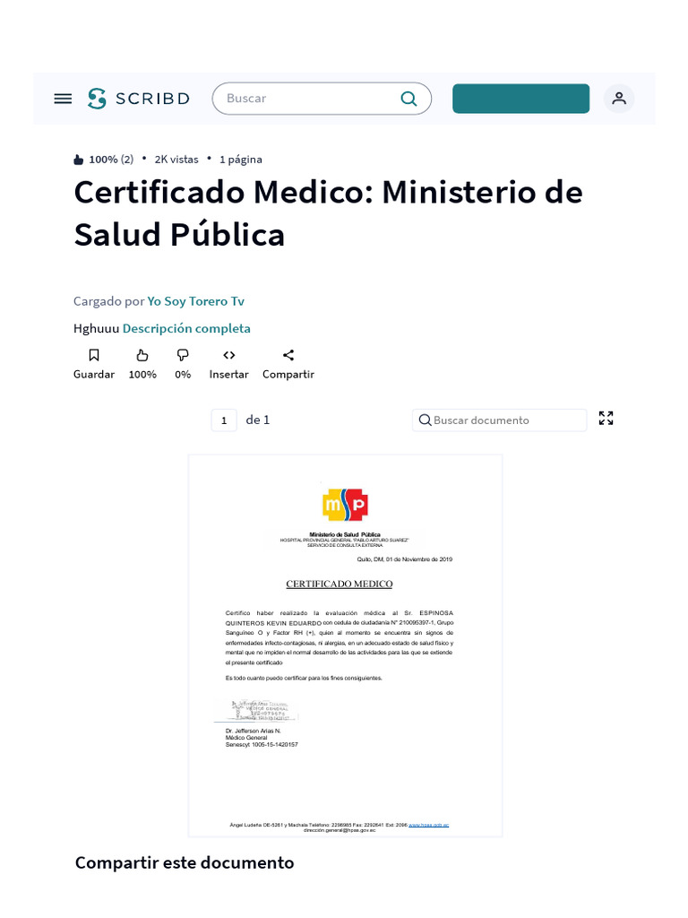 Certificado Medico - Ministerio de Salud Pública - PDF145904 | PDF
