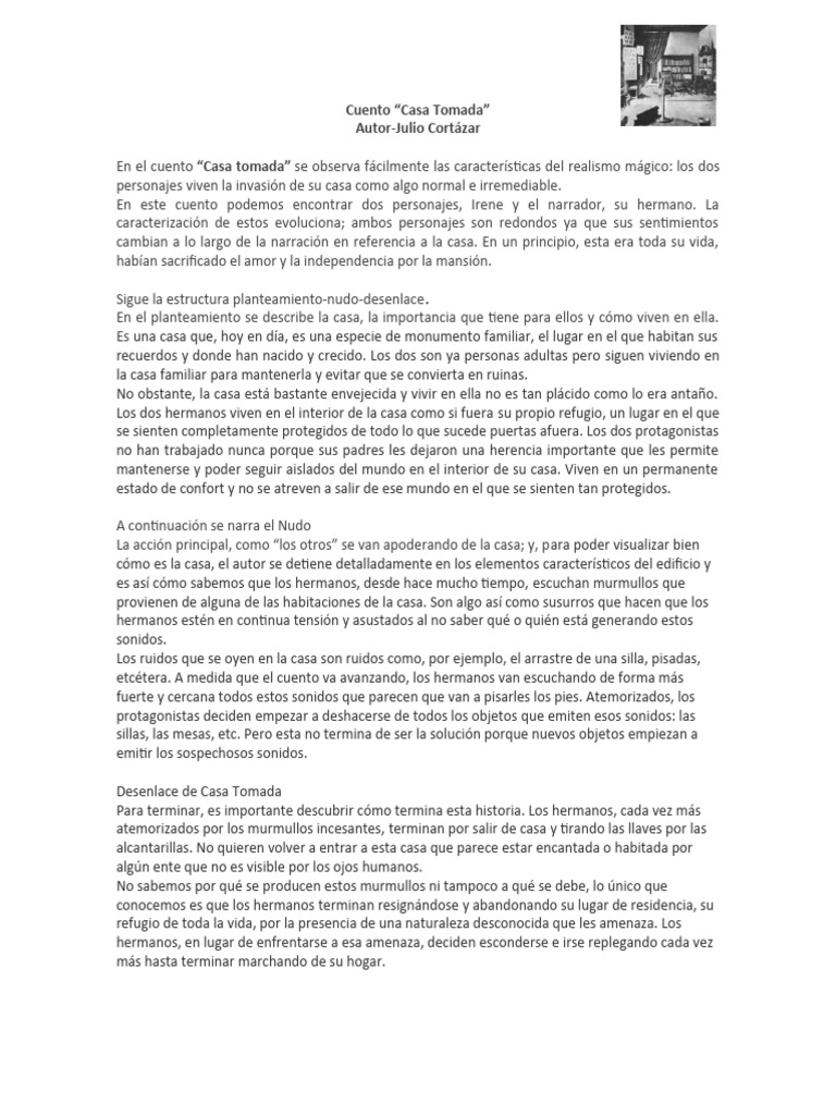 Cuento Casa Tomada | PDF | Cuentos | Narración