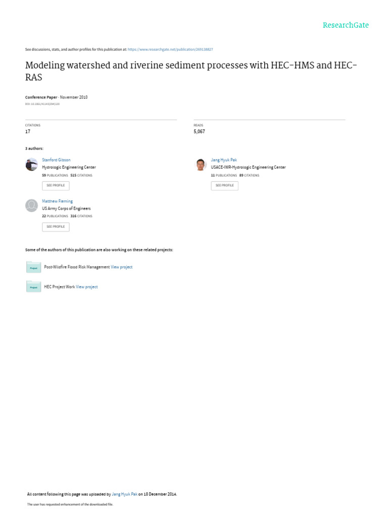 Modeling Watershed and Riverine Sediment Processes With HEC-HMS and HEC-RAS | PDF | Sediment ...