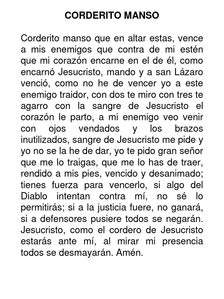 Corderito Manso Oracion | PDF