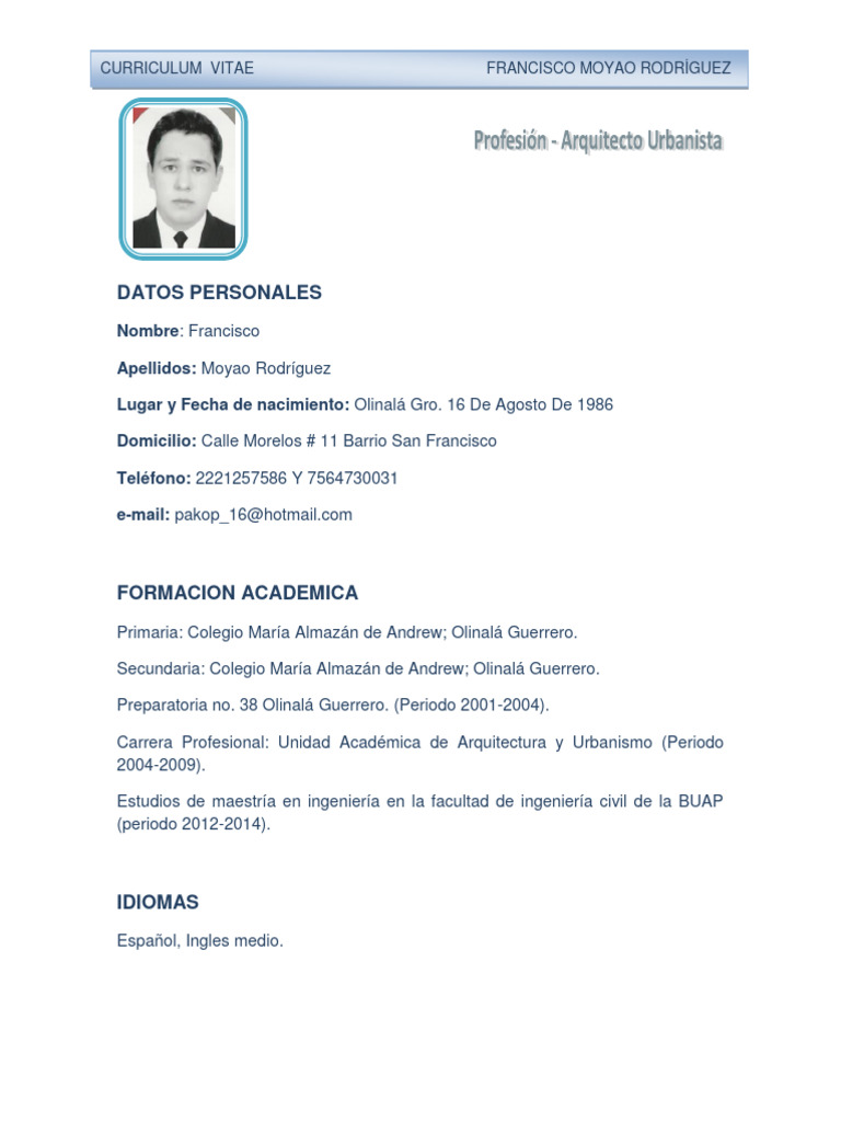 Curriculum Vitae Francisco | PDF