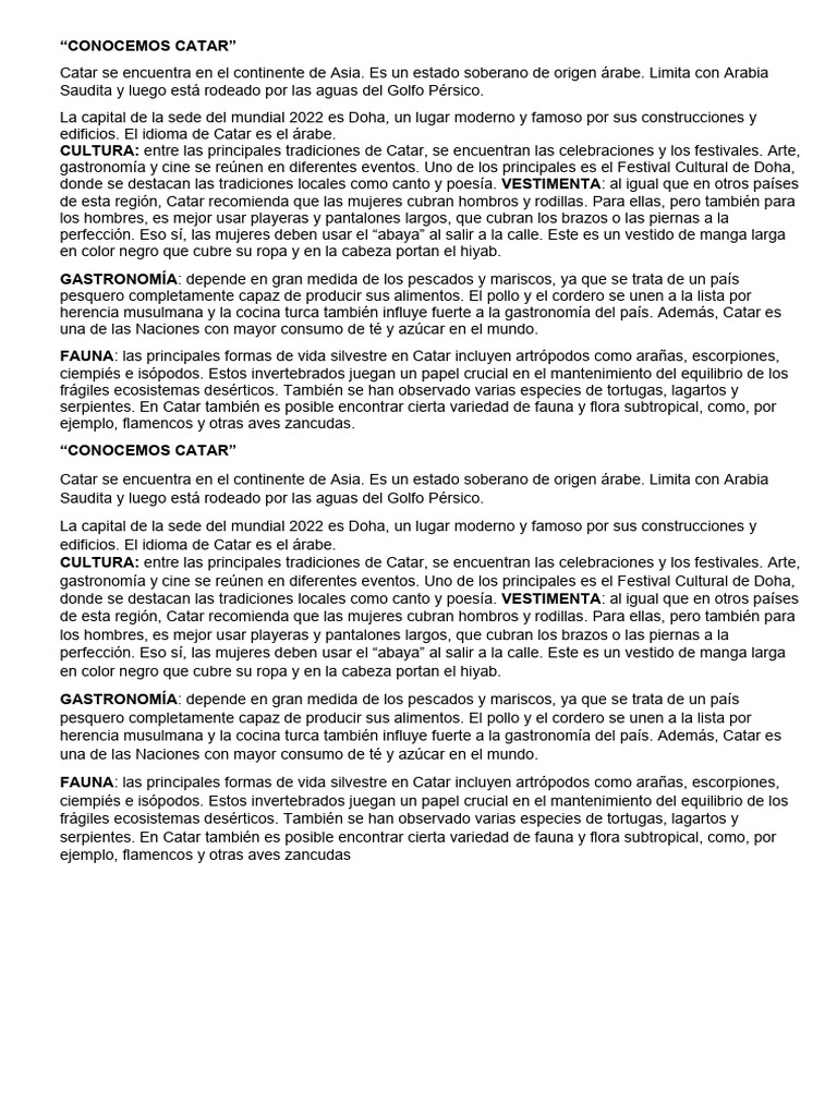 CONOCEMOS CATAR | PDF | Katar | Arabia Saudita