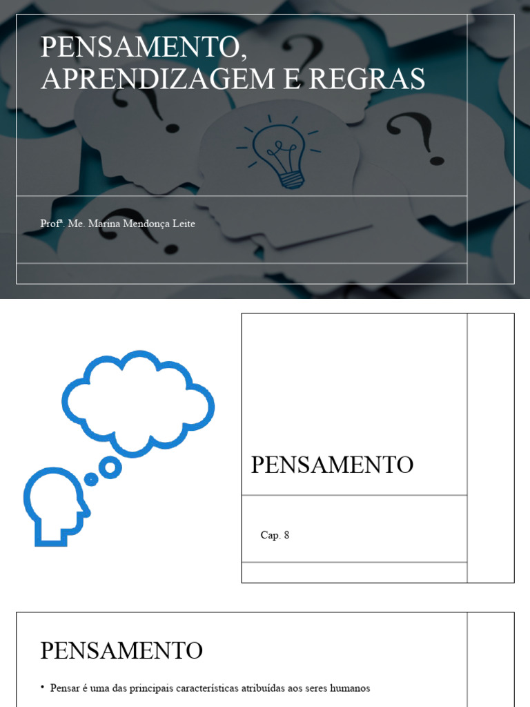 Aula 7 - Pensamento, Aprendizagem e Regras | PDF Aula 7 - Pensamento, Aprendizagem e Regras | PDF