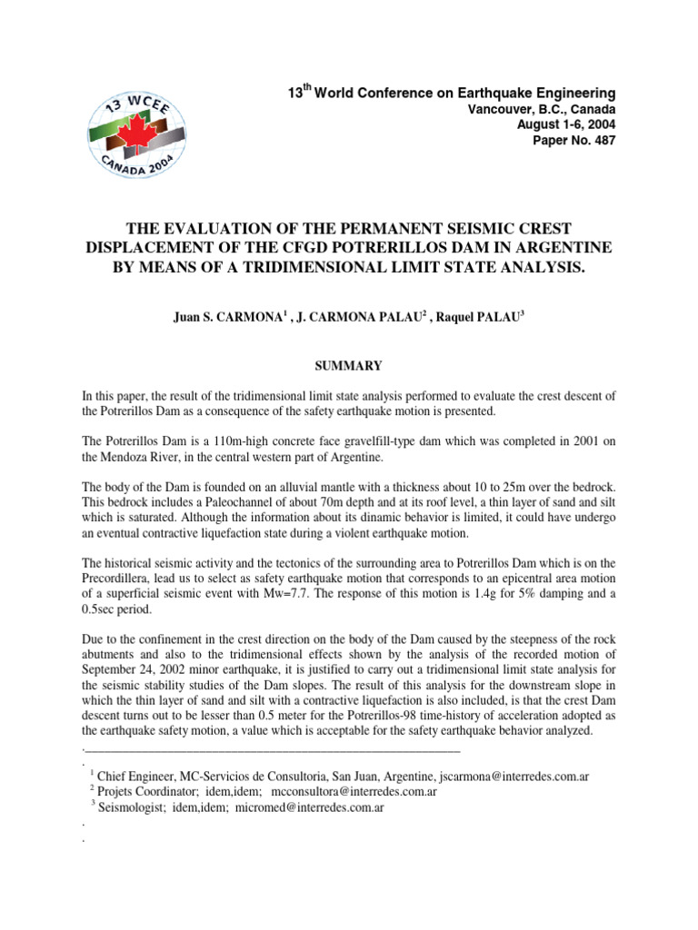 The Evaluation of The Permanent Seismic Crest Displacement of The CFGD ...