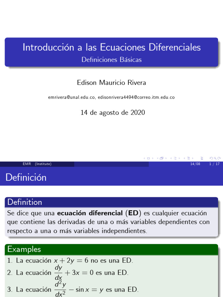 Introducción a Ecuaciones Diferenciales | PDF